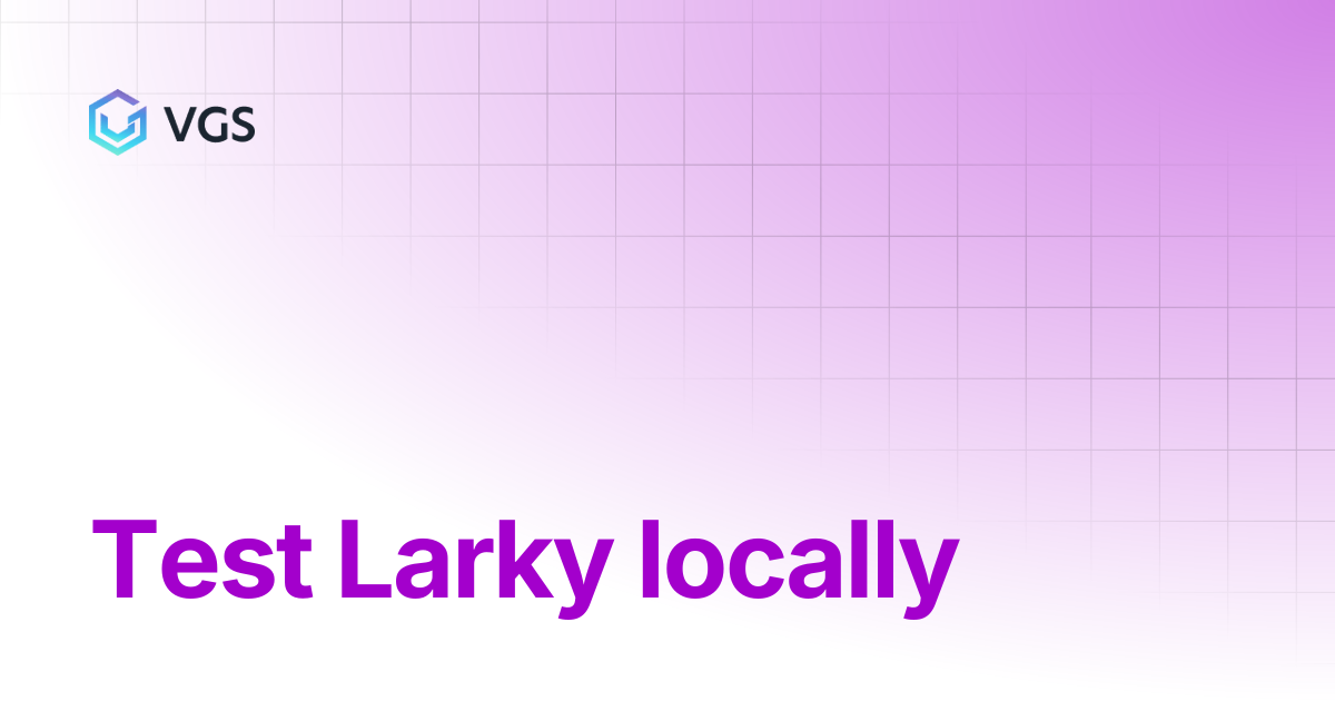 Test Larky locally | Secure Data Vault | VGS Docs